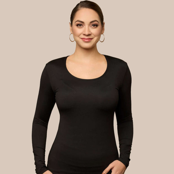 Long Sleeve Scoop Neck Layering Top - Adea - Everyday Luxury